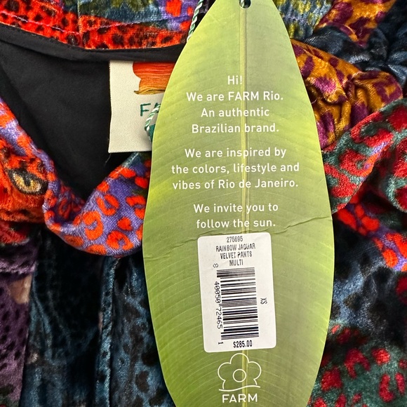 FARM Rio | Pants & Jumpsuits | Farm Rio Rainbow Jaguar Velvet Pants Nwt ...